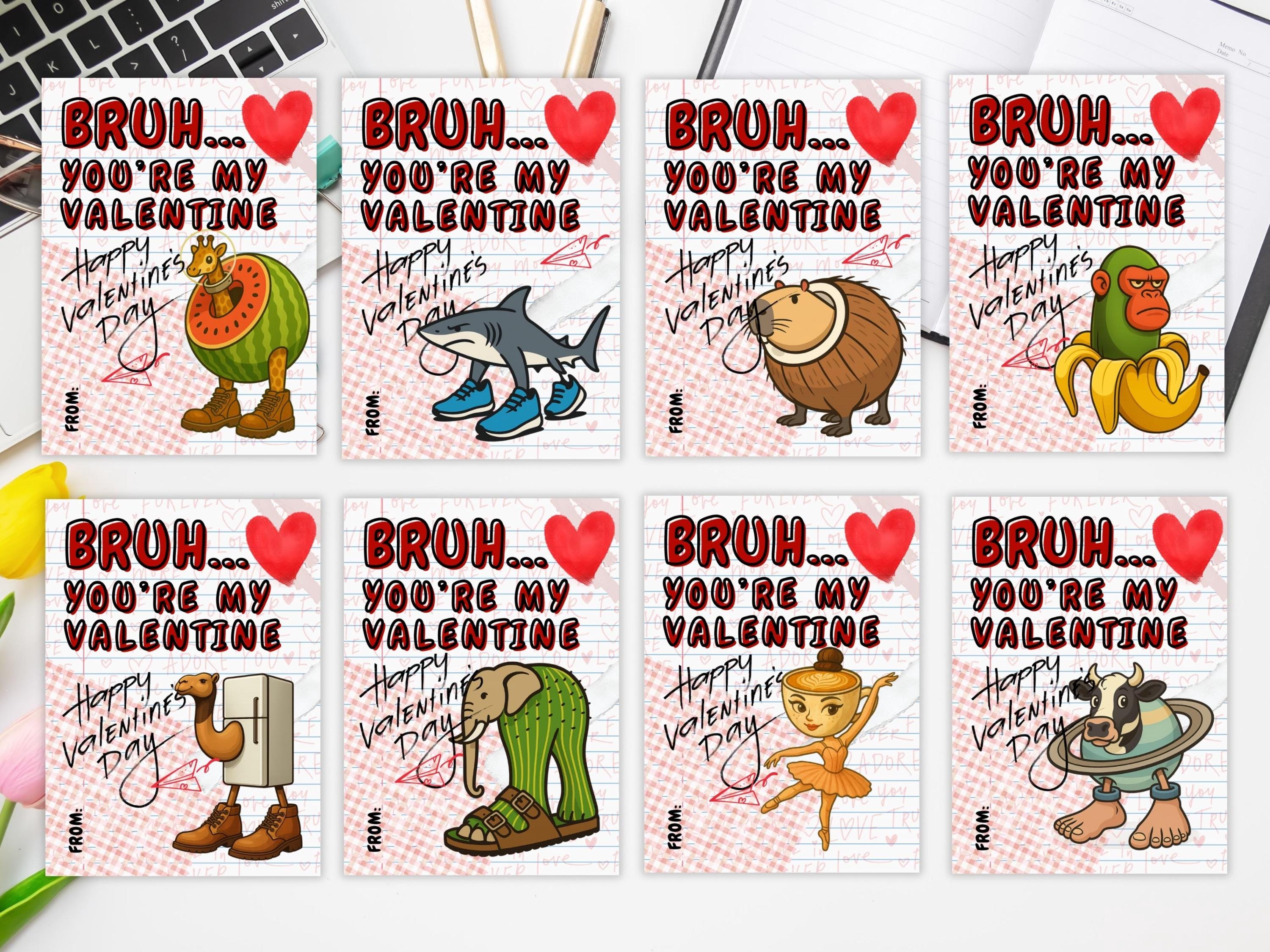 Funny Brainrot Meme Valentines Cards, Tween/teen Printable (PDF) - Etsy