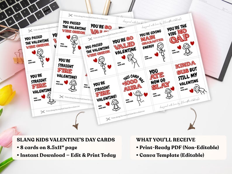 Funny Slang Valentines: Gen Z Printable Cards (PDF) - Etsy