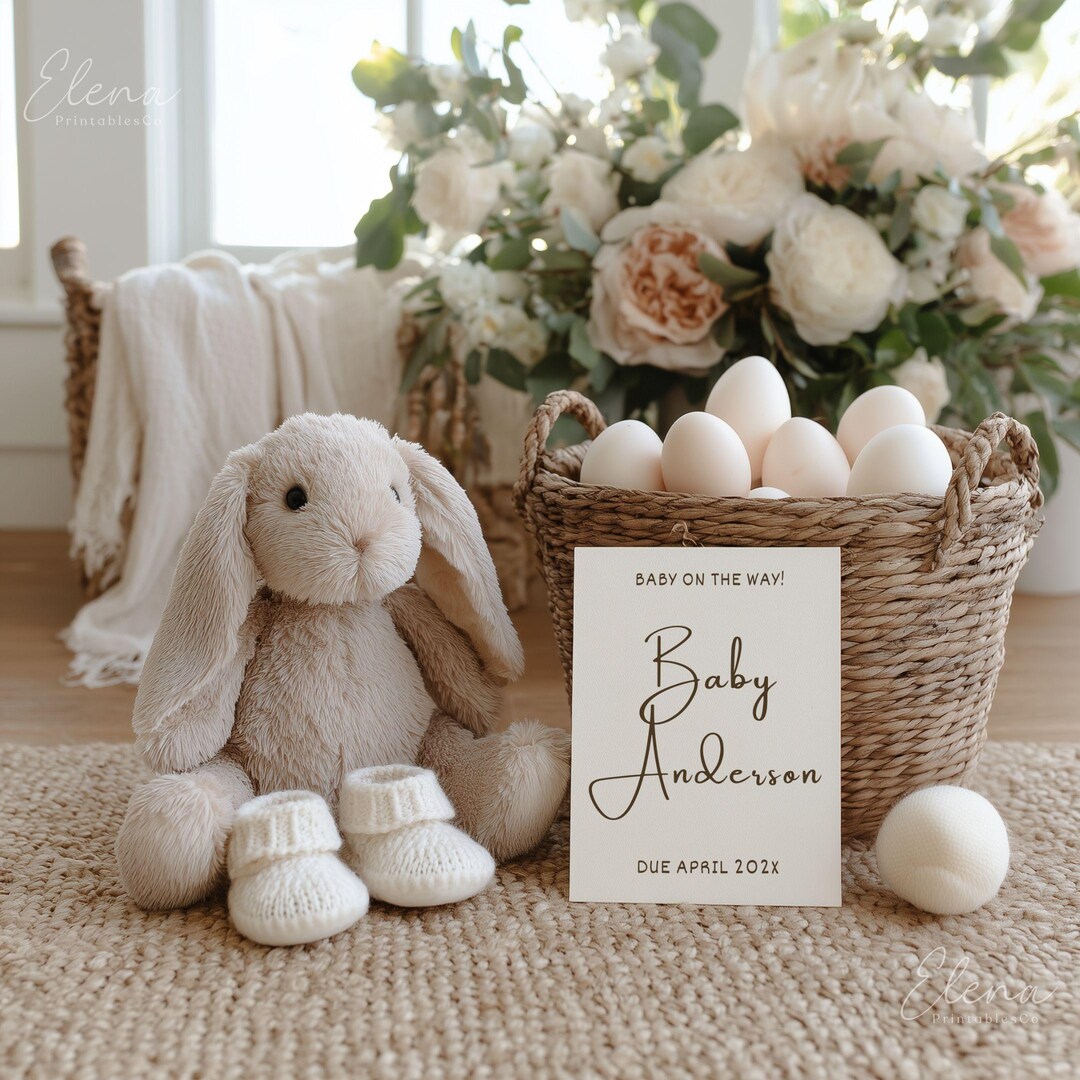Easter Digital Pregnancy Announcement: Baby Reveal for Social Media ...