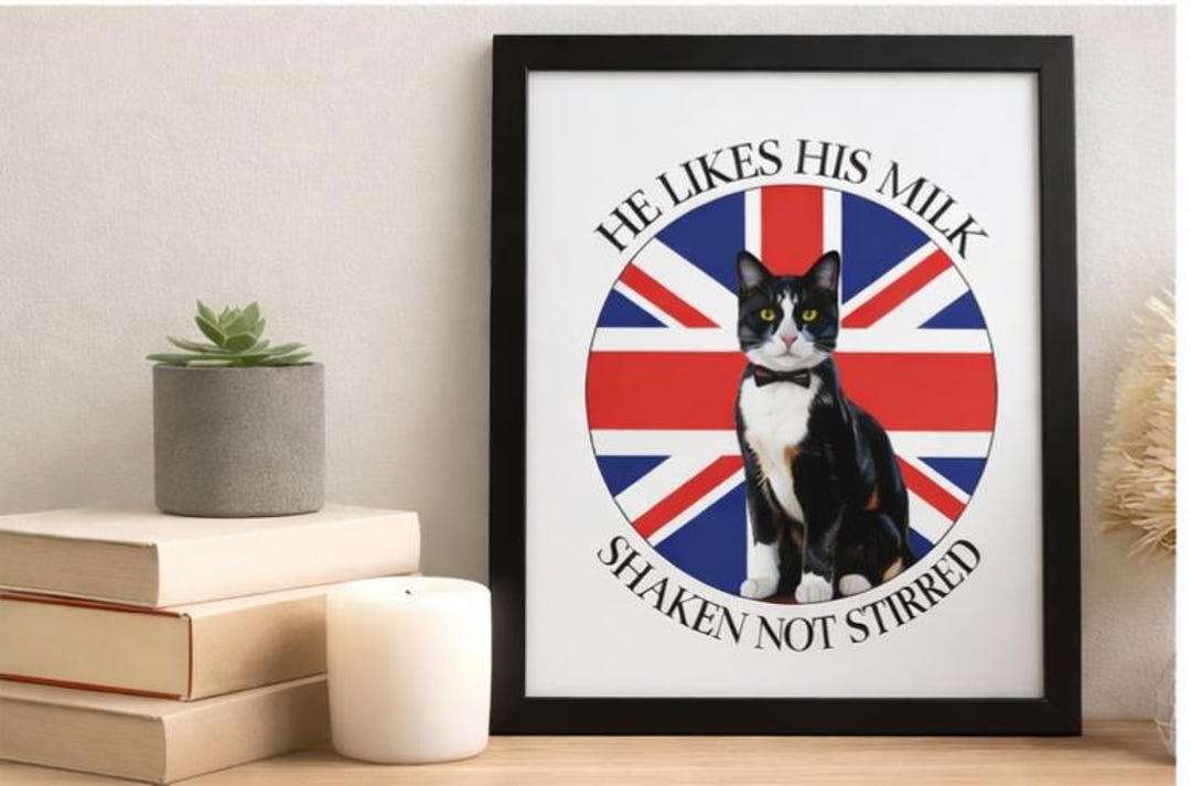 Tuxedo Cat Art Print • Funny British Flag Design (digital Download) - Etsy