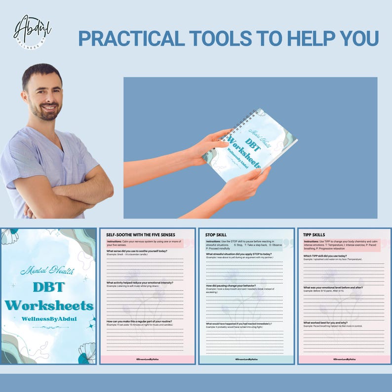 DBT Therapy Worksheets Bundle: Emotional Regulation, Mindfulness ...
