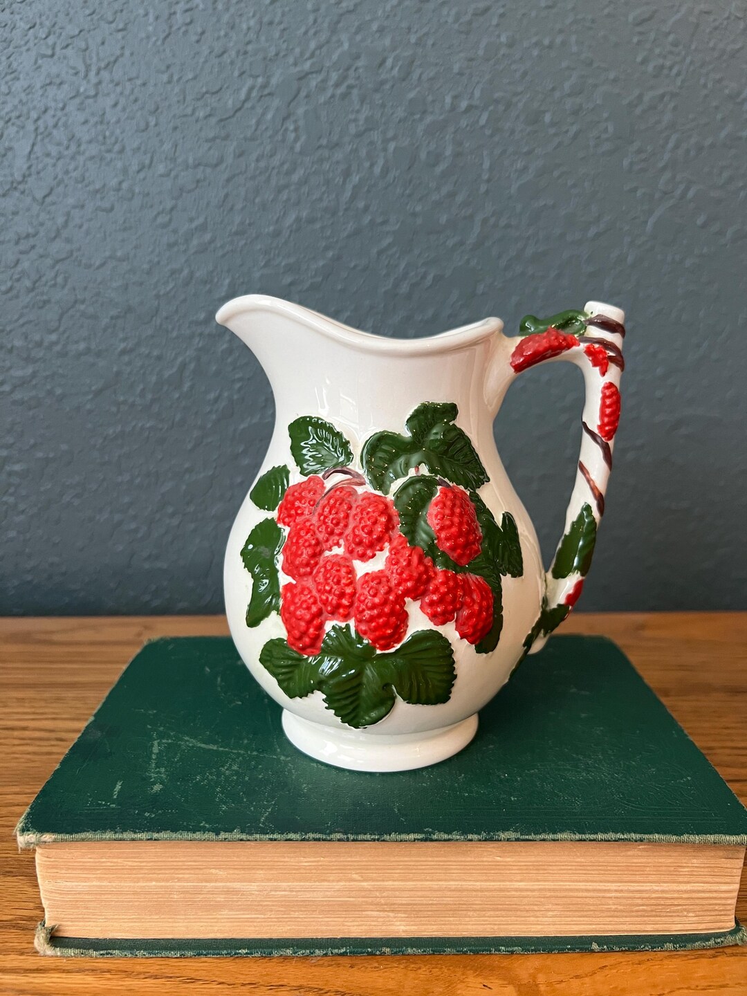 Vintage Berry Pitcher – 5.5” Ceramic Fruit Jug - Atlantic Mold - Etsy
