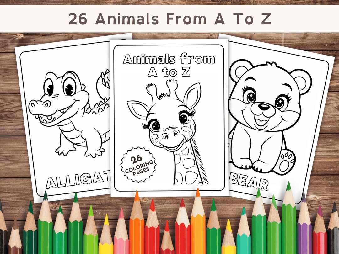 Animals A to Z Coloring Book: 26 Pages, ABC Activity (printable PDF) - Etsy