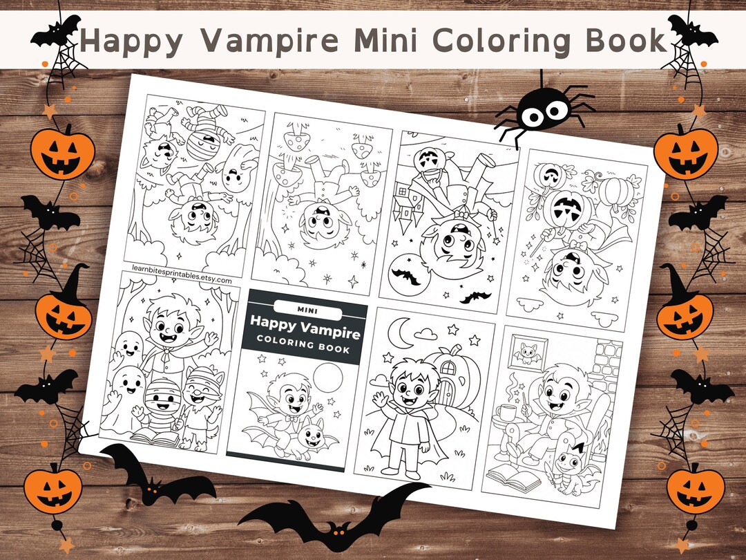 Happy Vampire Mini Coloring Book, Cute Halloween Vampire Coloring Pages ...