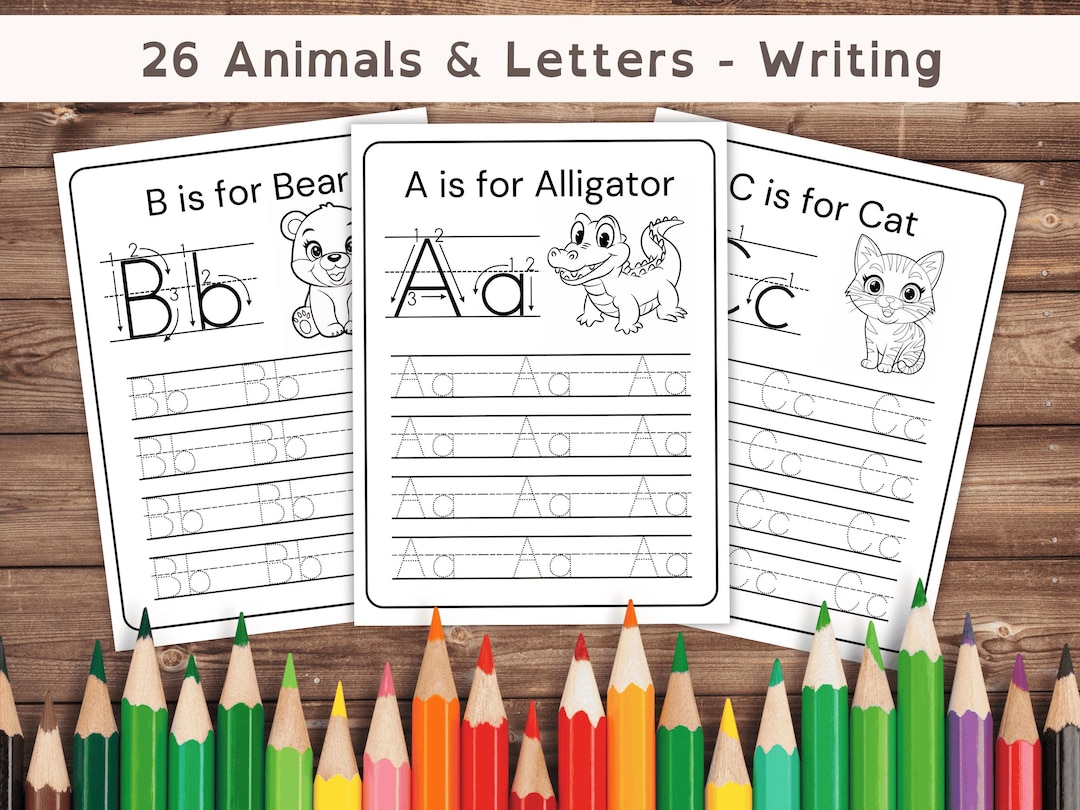 Animals and Letters ABC Book: Writing Activity, Printable PDF - Etsy