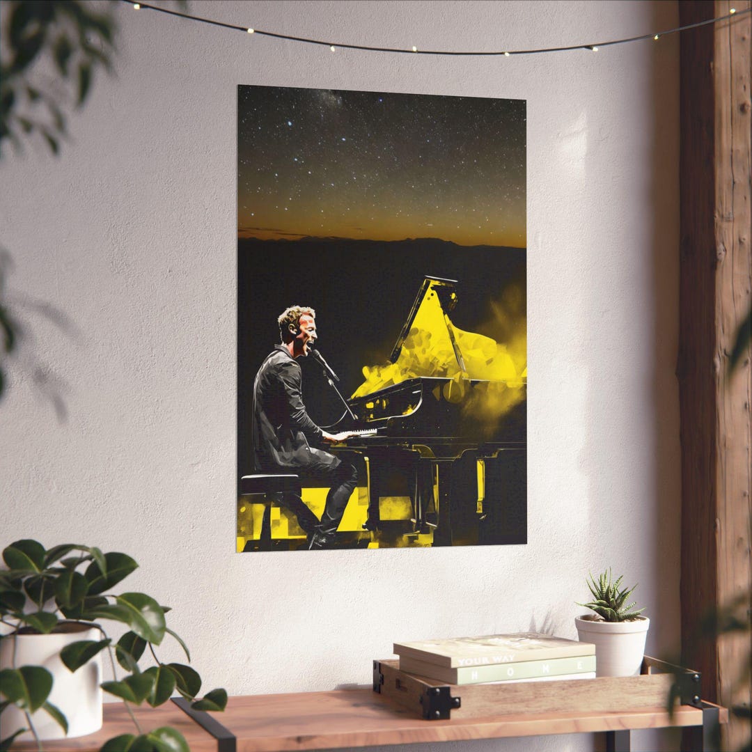 Coldplay, Musical Inspiration Poster, Piano Wall Art, Starry Night ...