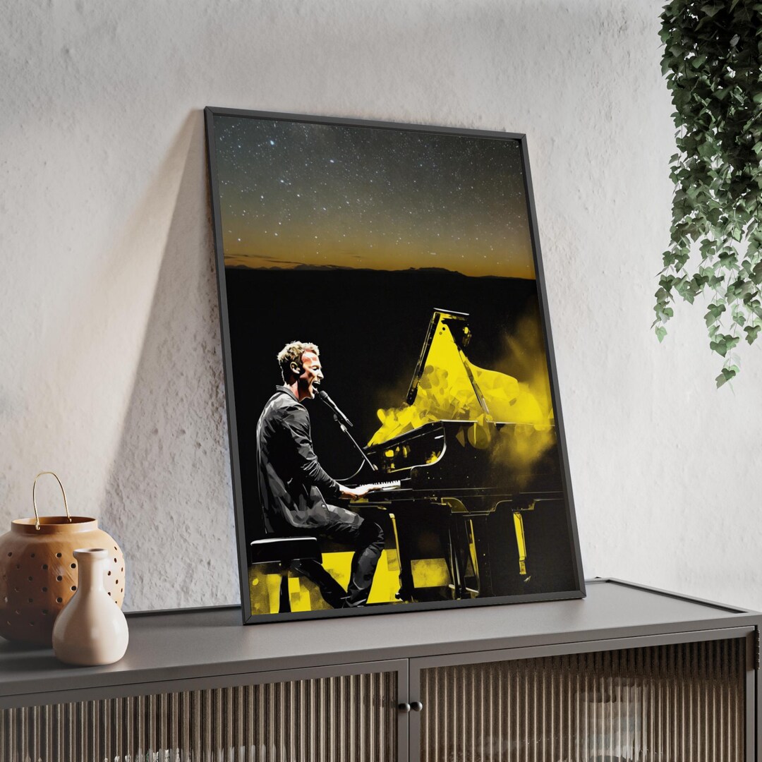 Coldplay, Yellow, Elegant Musical Poster With Wooden Frame, Decor Wall ...