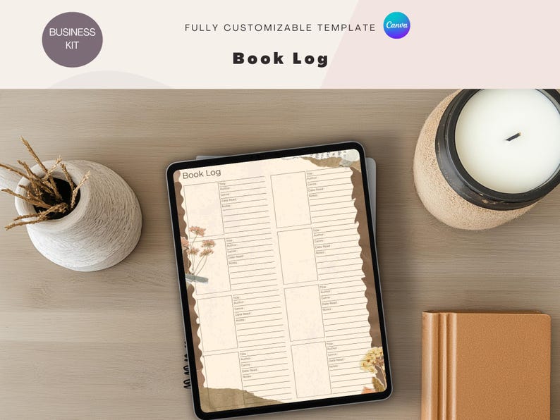 Vintage Reading Log Canva Template: Editable Book Tracker | Dark ...