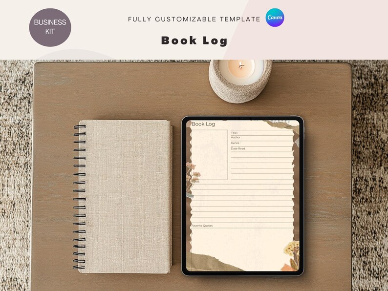 Vintage Reading Log Canva Template: Editable Book Tracker | Dark ...