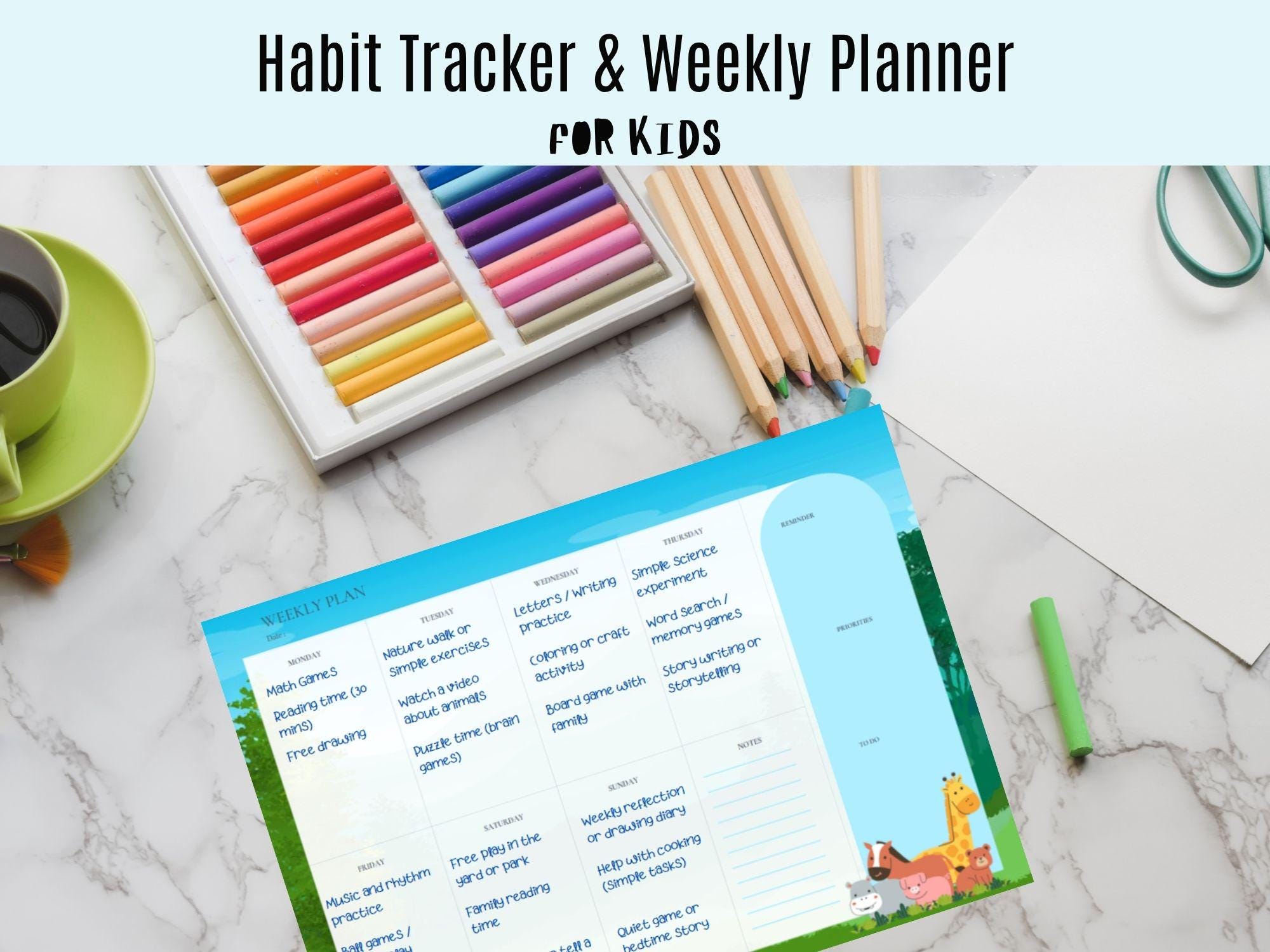 Kids Habit Tracker: Printable Weekly Planner (digital Download, A4/US ...