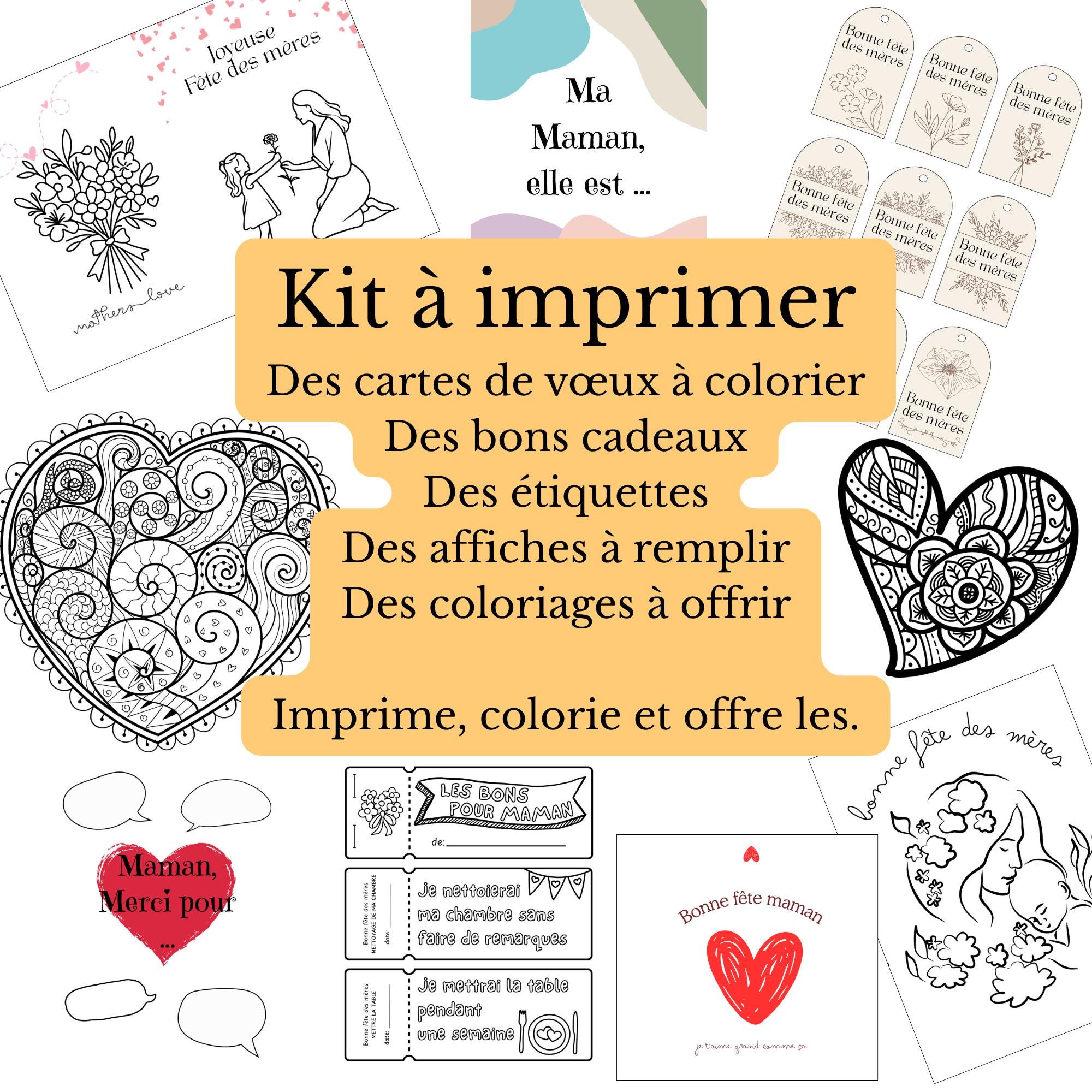 Kit Fête des Mères à Imprimer – Activités à Colorier pour Enfants ...