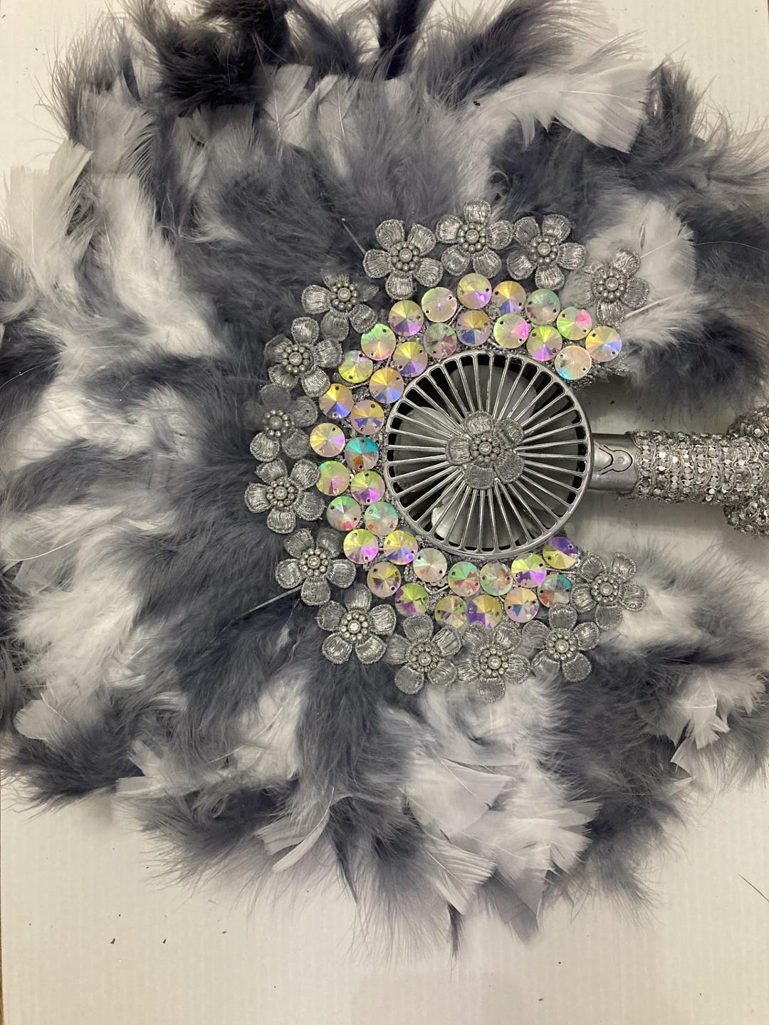 Nigerian Grey Electric Feather Fan | Bridal Hand Fan | Traditional ...