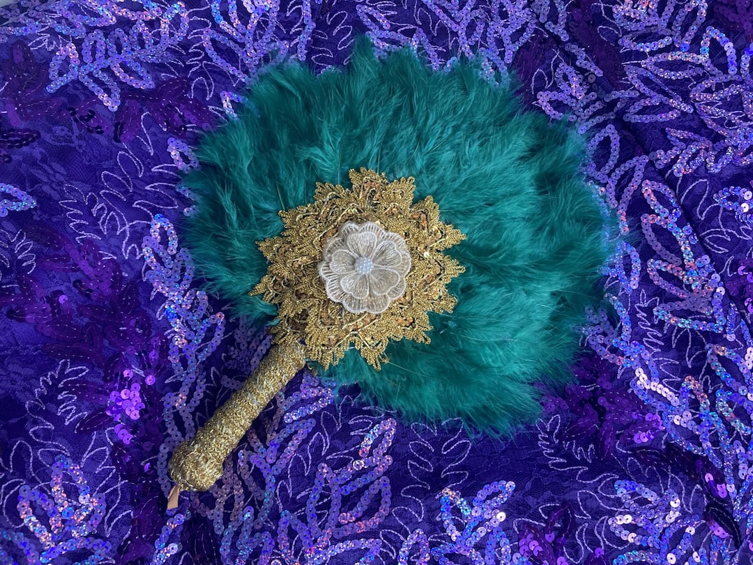 Green Nigerian Hand Feather Fan | Bridal Hand Fan | Traditional Wedding ...