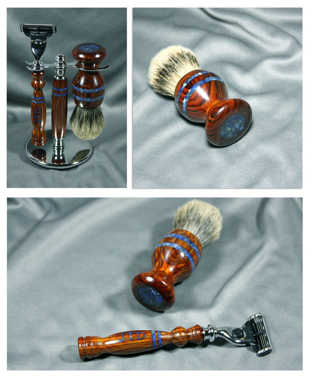 Personalized Engraving Mach 3 Wet Shaving Kit Razor Brush Badger Hair ...