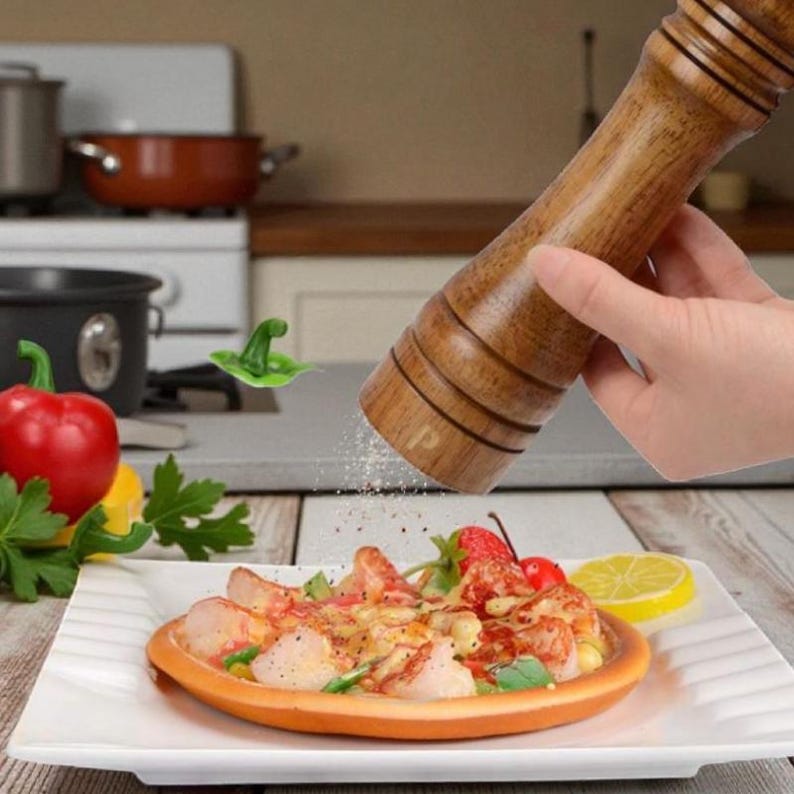 Handcrafted Wooden Pepper Mill - 8inch Manual Grinder With Ceramic Core ...