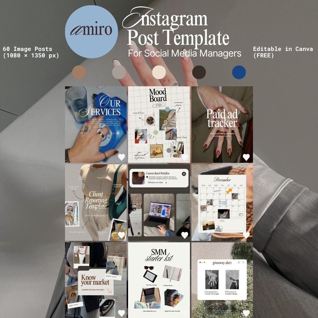 60 Instagram Templates for Social Media Managers | Canva Template | UGC ...