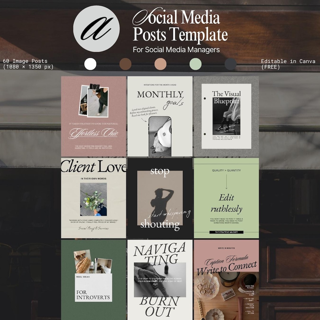 60 Instagram Templates for Social Media Managers | Canva Template | UGC ...