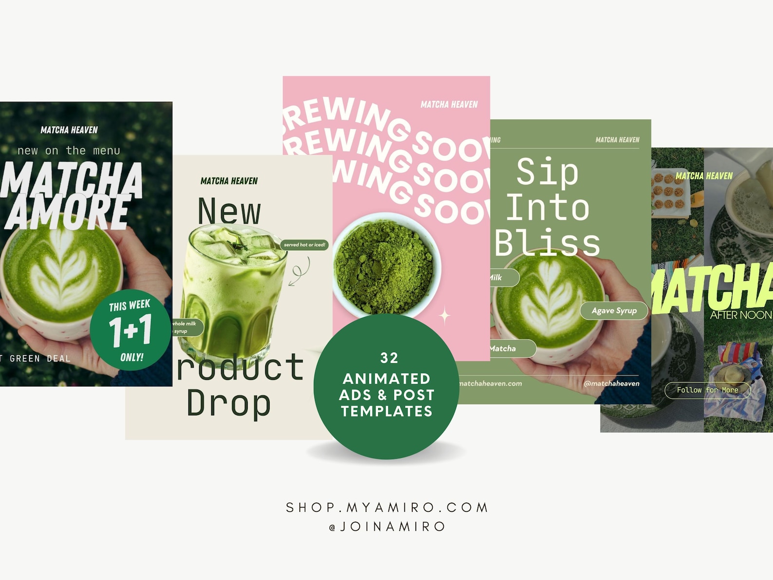 32 Matcha Cafe Social Media Bundle | Ads & Event Templates | Canva ...