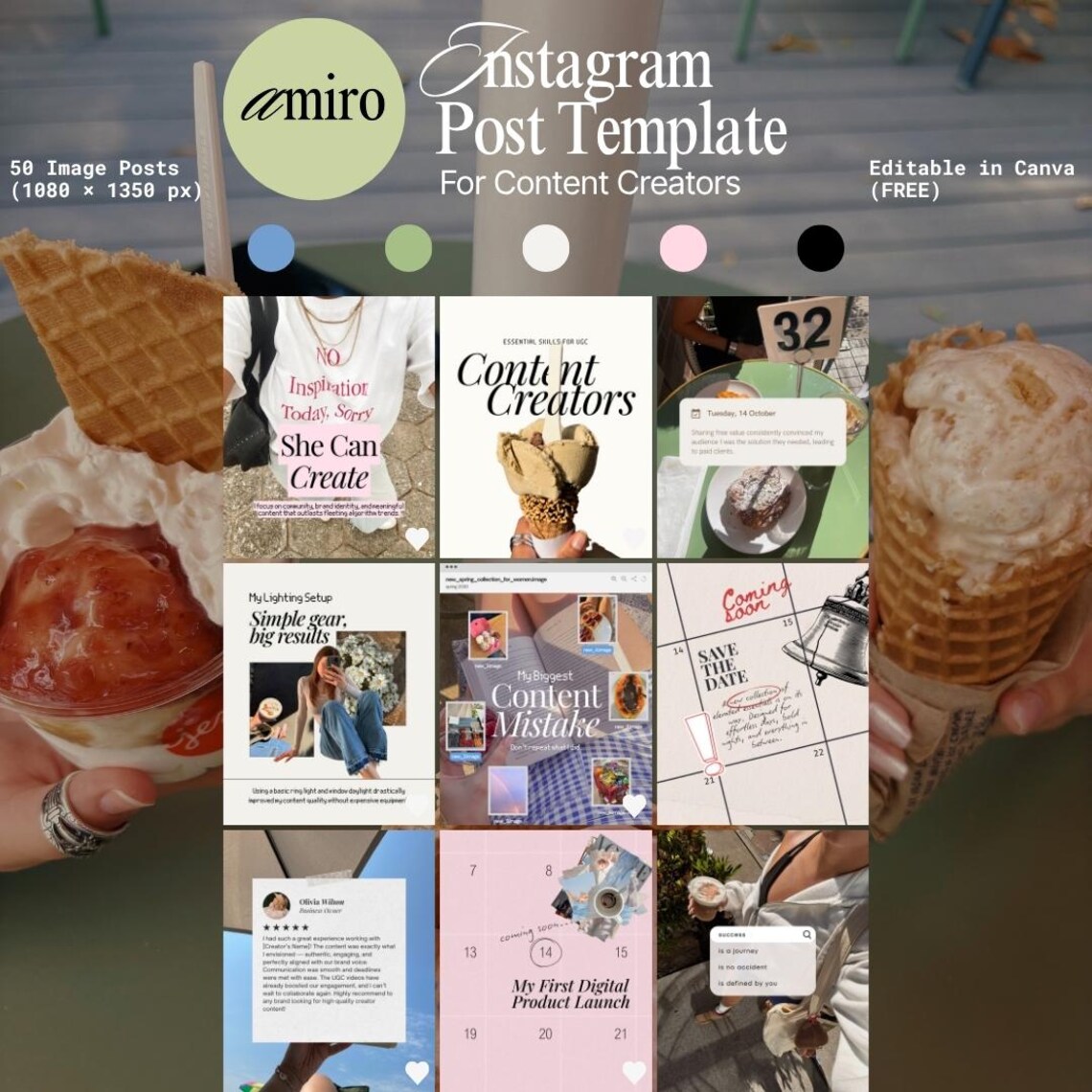 50 Instagram Post Templates - Content Creator Canva Templates ...