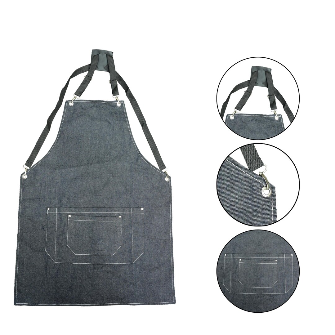 Adjustable Denim Work Apron With Pockets – Heavy Duty Utility Apron for ...