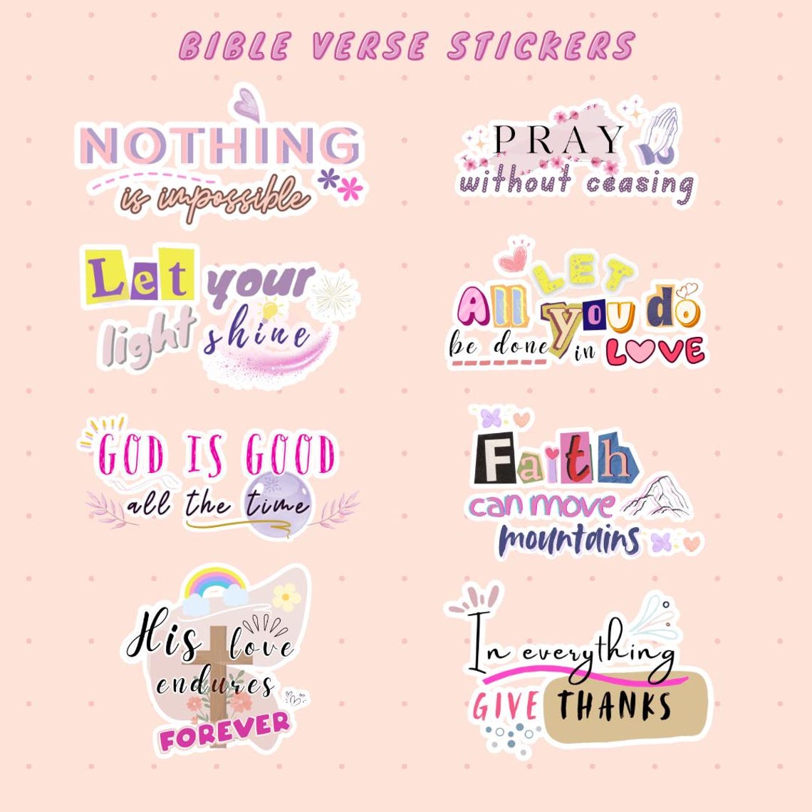 Bible Verse Stickers PNG, Scriptures PNG Stickers, Printable Stickers ...