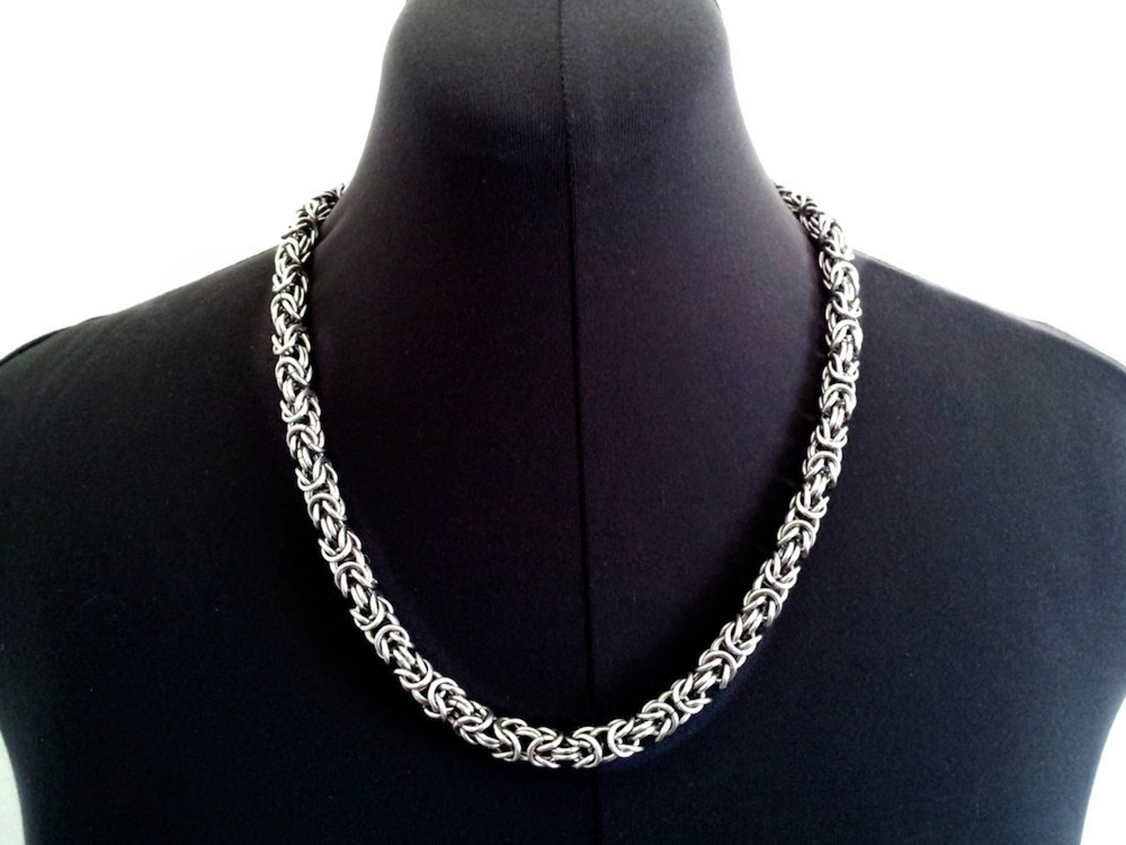Mens Necklace / Byzantine Chain / Stainless Steel Jewelry / - Etsy