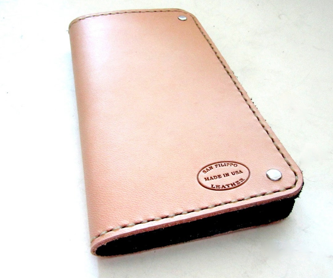 Men's Leather Wallet Undyed Natural Leather Long Wallet Coat Wallet ...
