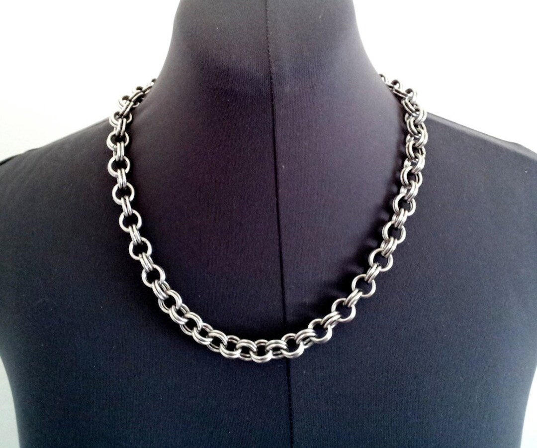 Men's Iron Heart Necklace / 14 Gauge Chain / Stainless Steel / Heavy ...