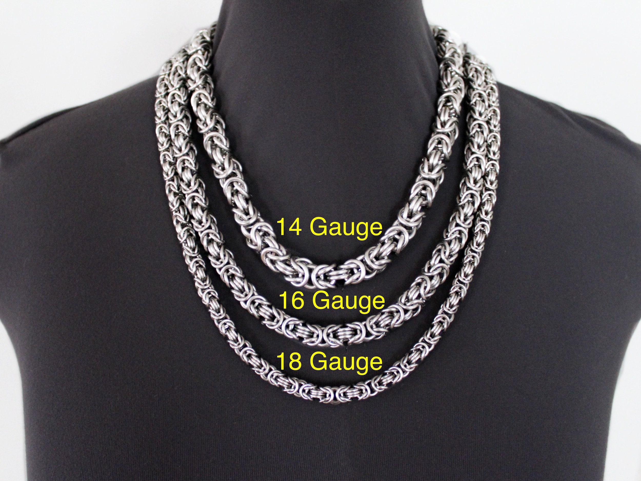 Mens Necklace / Byzantine Chain / Stainless Steel Jewelry / - Etsy