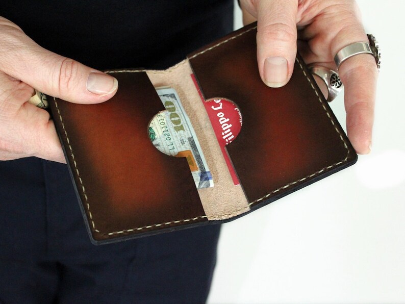 Men's Wallet / Sunburst Double Card Leather Wallet - Etsy