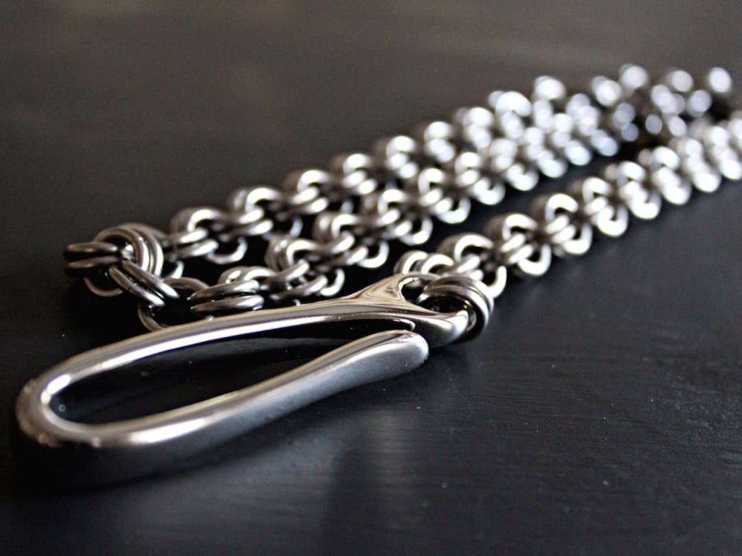 Hand Woven Stainless Steel Wallet Chain: Heavy Duty, Iron Heart - Etsy