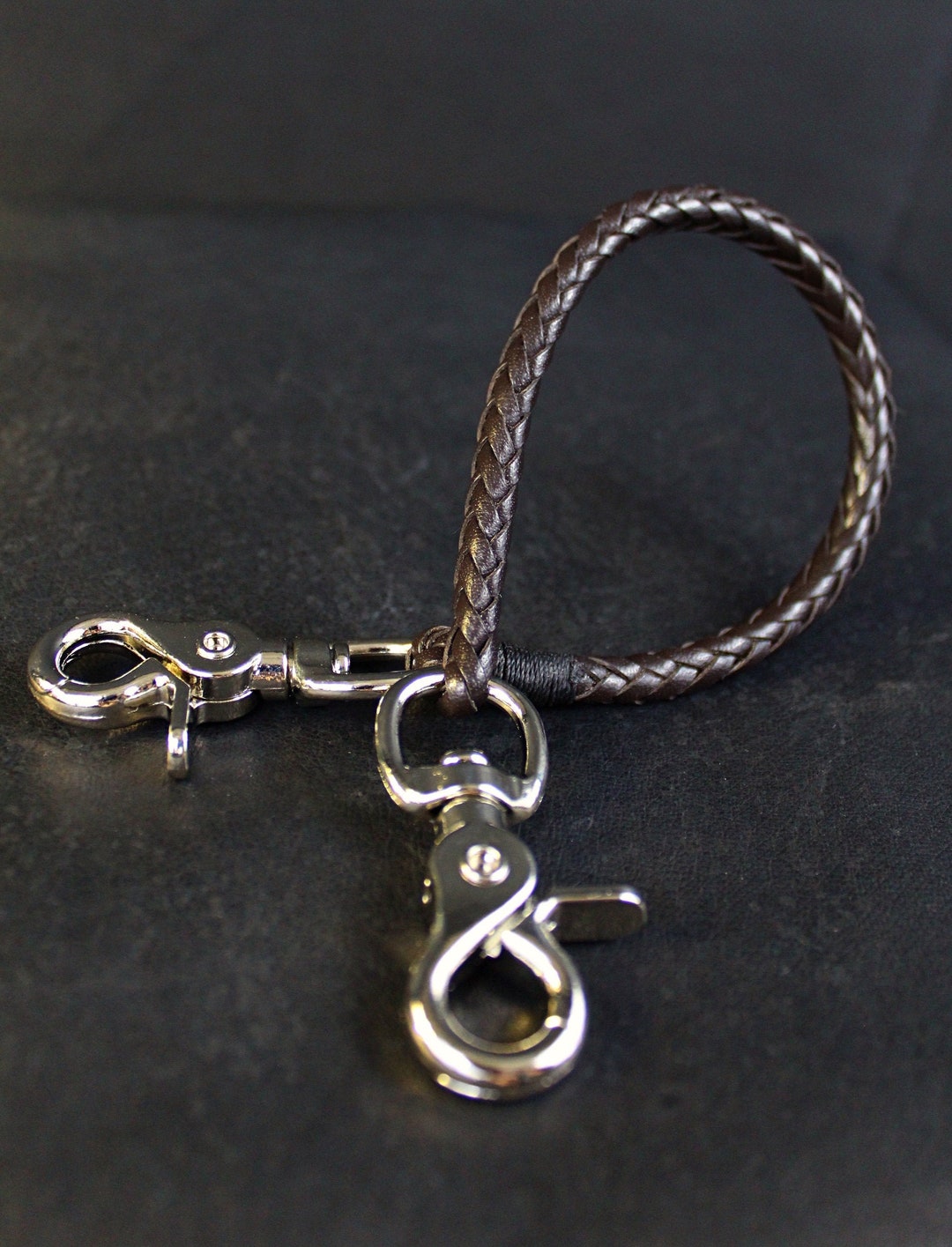Braided Leather Wallet Chain: Nickel Trigger Clasp, Men's Accessory - Etsy