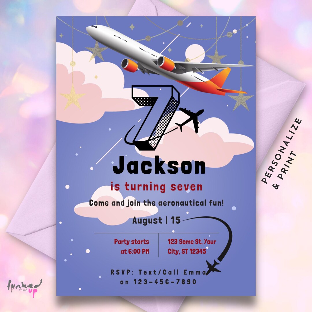 Editable Airplane Birthday Invitation • Aeroplane Invitation • Plane ...