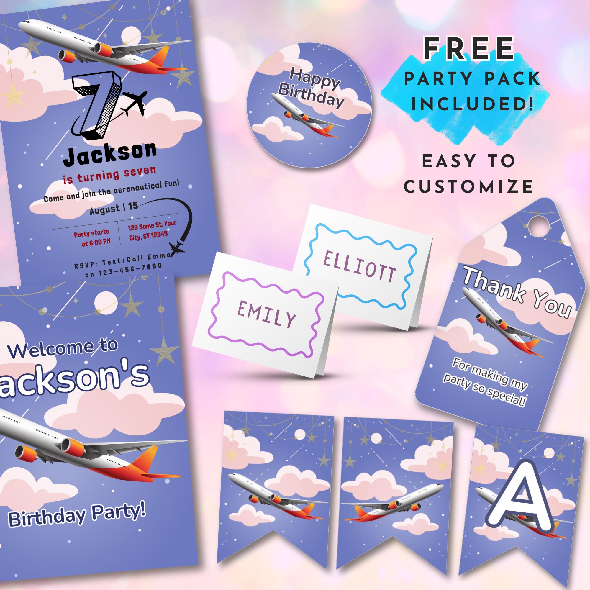 Editable Airplane Birthday Invitation • Aeroplane Invitation • Plane ...