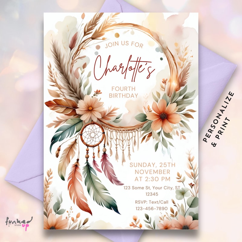 Bohemian Invite - Etsy