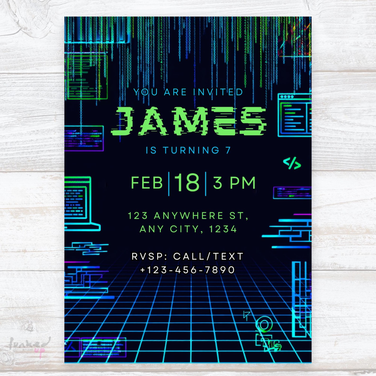 Computer Coding Party Birthday Invitation • Computer Code Birthday ...