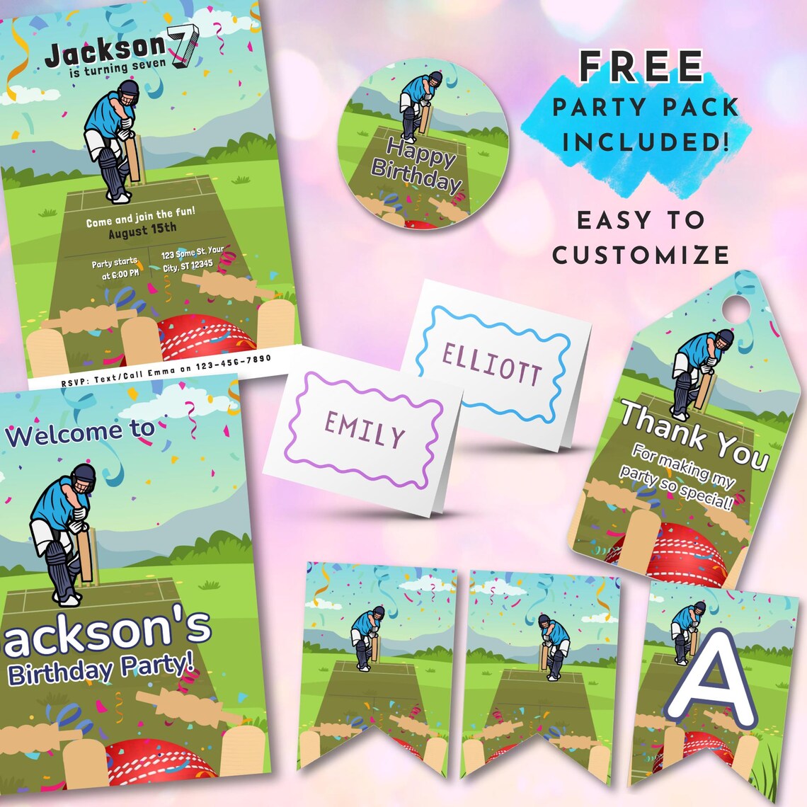 Cricket Birthday Invitation • Editable Cricket Party Invite • Cricket ...