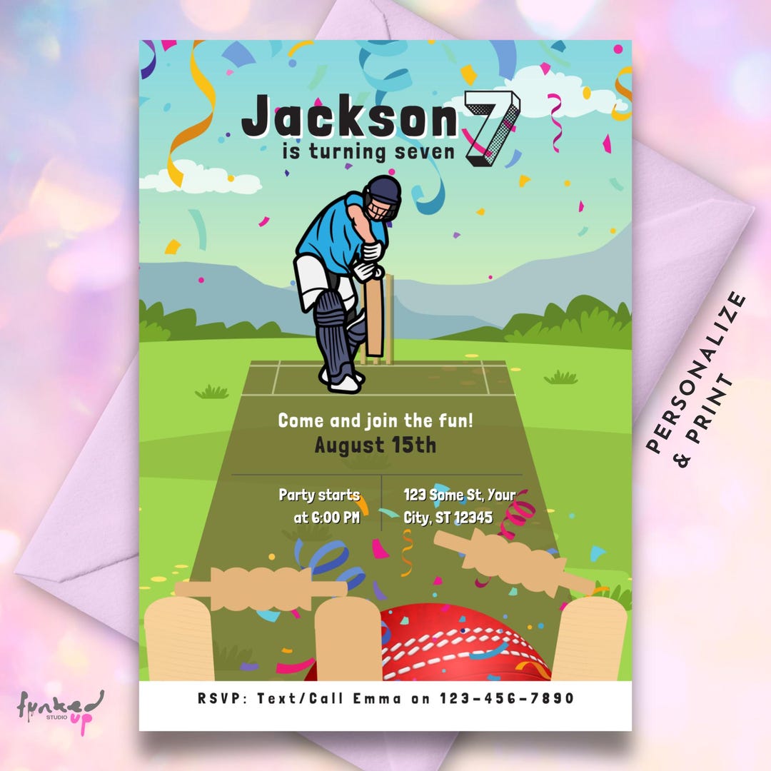 Cricket Birthday Invitation • Editable Cricket Party Invite • Cricket ...