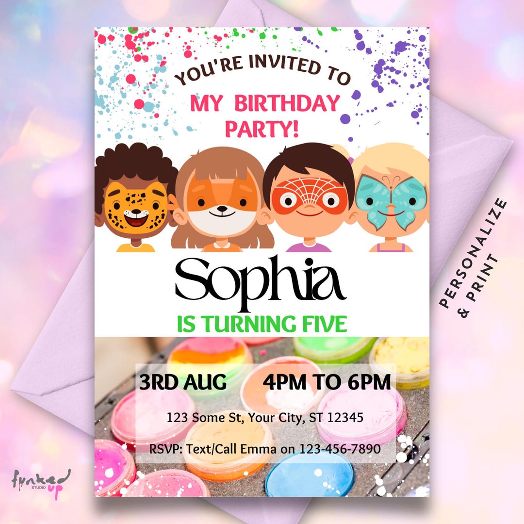 Face Paint Party Invitation • Face Painting Party Invite Editable ...