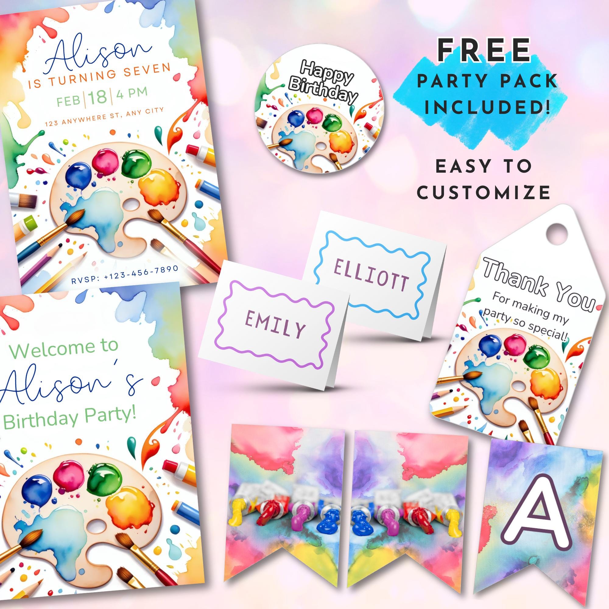Art Party Birthday Invitation • Arts and Crafts Party Birthday Invite ...