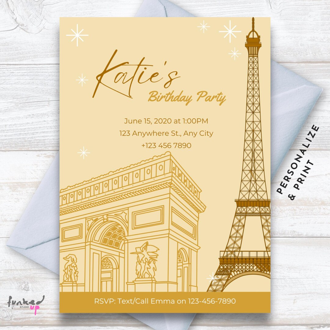 Chic Paris Party Birthday Invitation • Editable Classy Posh Party ...