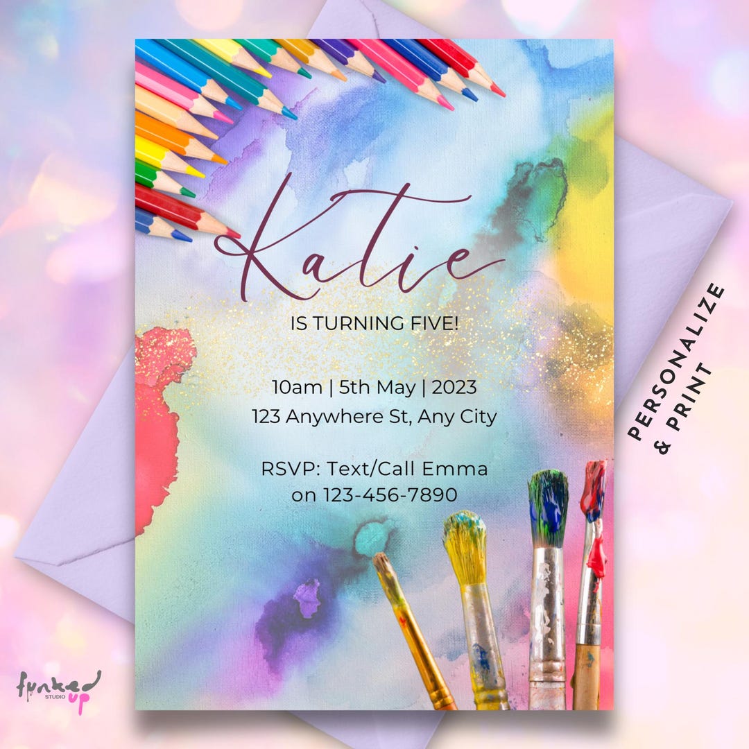 Art Birthday Invitation • Editable Artistic Party Invite • Creative ...