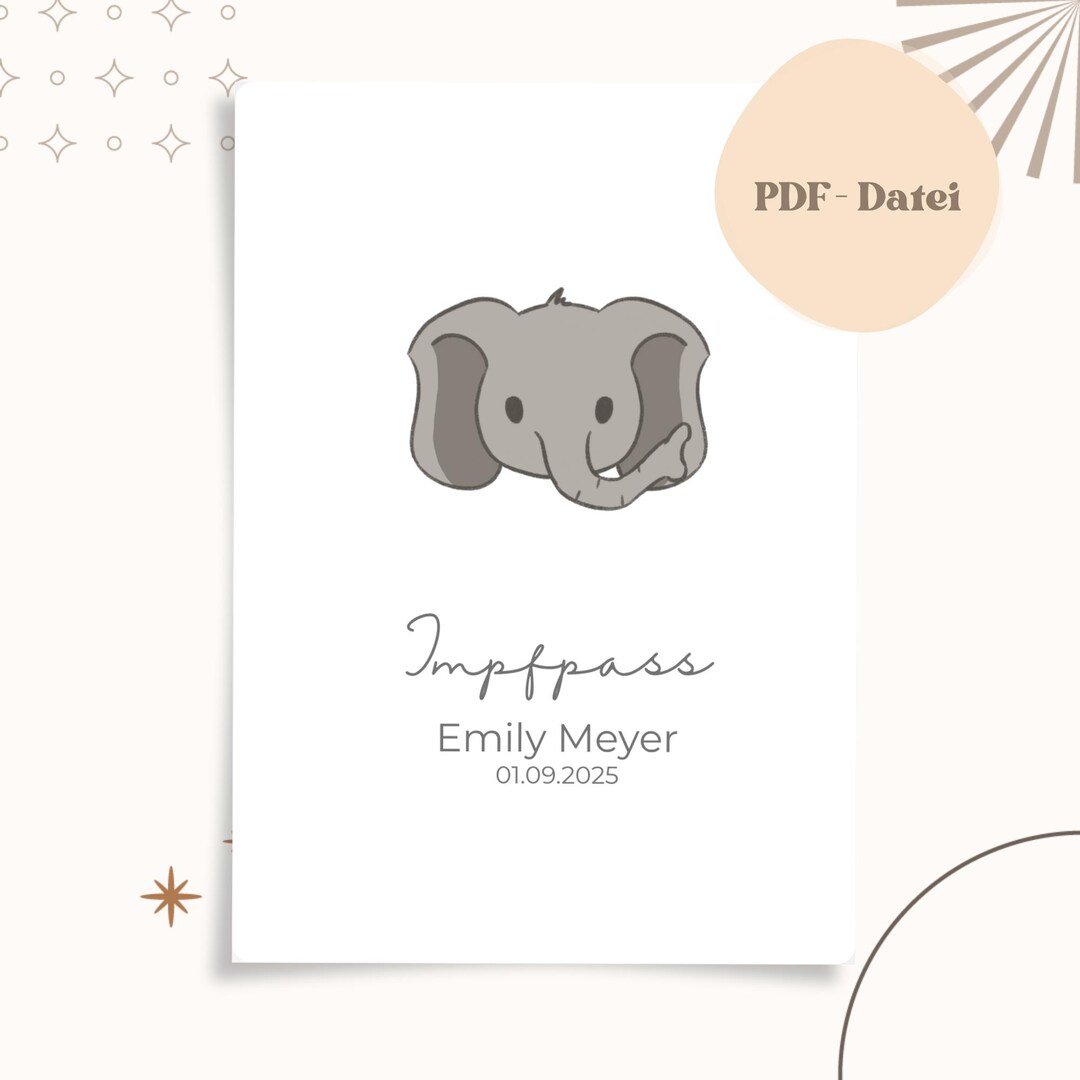 PDF File Vaccination Certificate Cover Elephant, Print Yourself ...