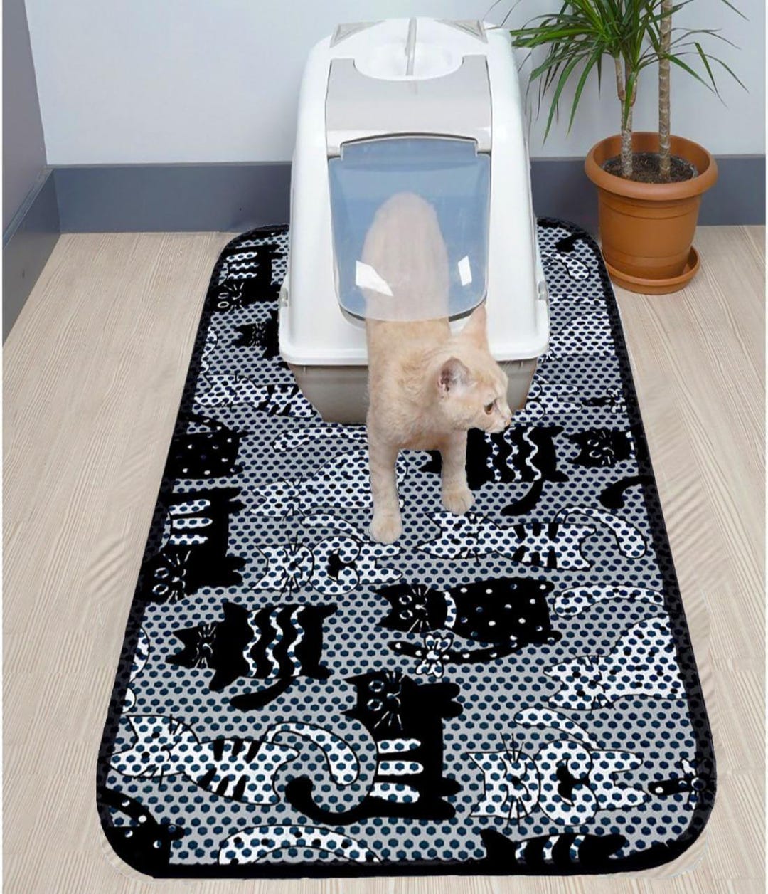Extra-large Cat Litter Mat – Printed Design & Easy-clean – (60×120 Cm ...