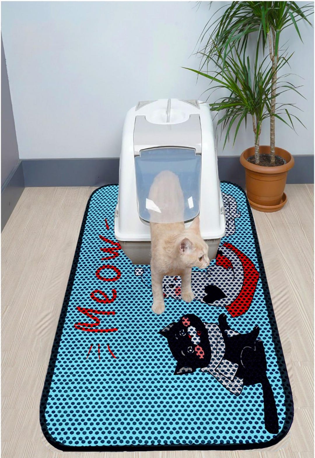 Extra-large Cat Litter Mat – Printed Design & Easy-clean – (60×120 Cm ...