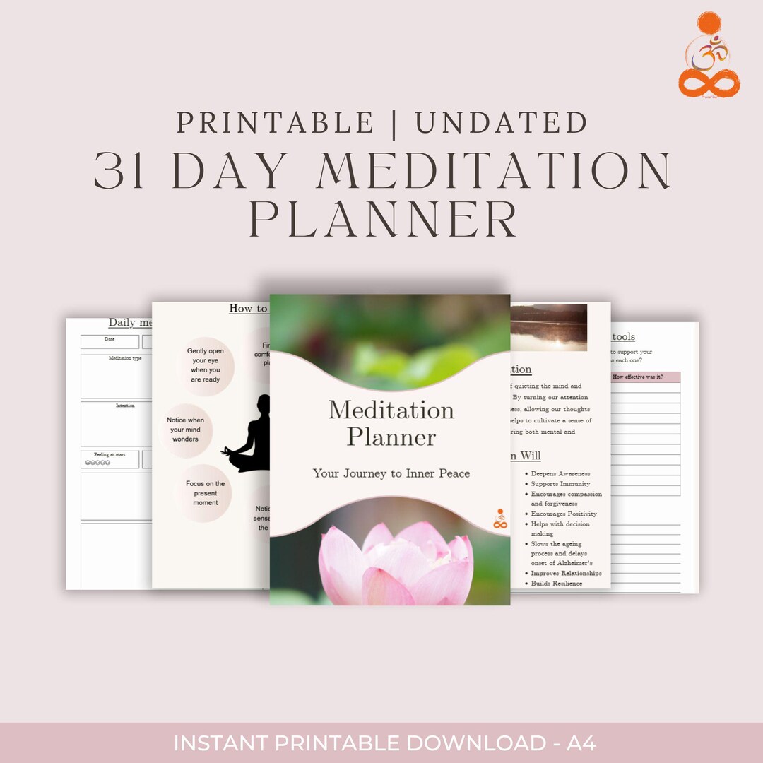 Printable Meditation Tracker | Daily Mindfulness Journal | Self-care ...