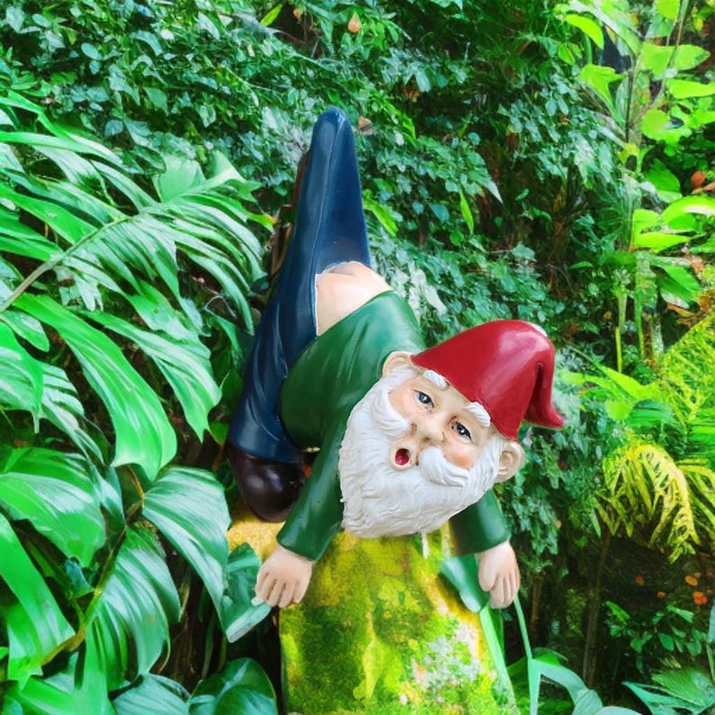 Funny Mooning Garden Gnome Statue Outdoor Lawn Decor Naughty Gag Resin ...