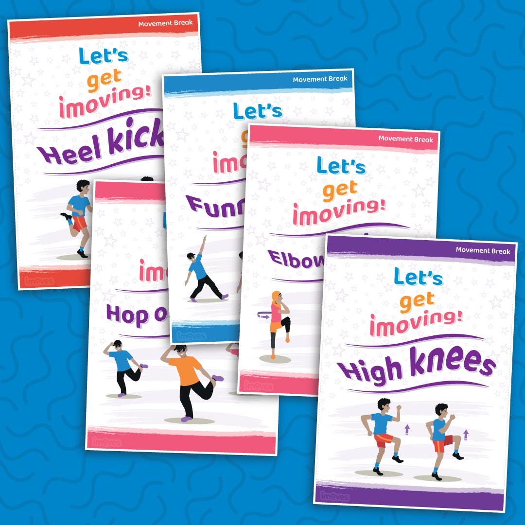 5 Printable Movement Break Posters (A4) for Kids Playroom or Classroom ...