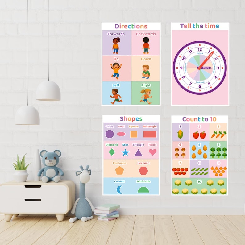 Printable Maths Posters for Kids – Numbers, Shapes, Time and Direction ...