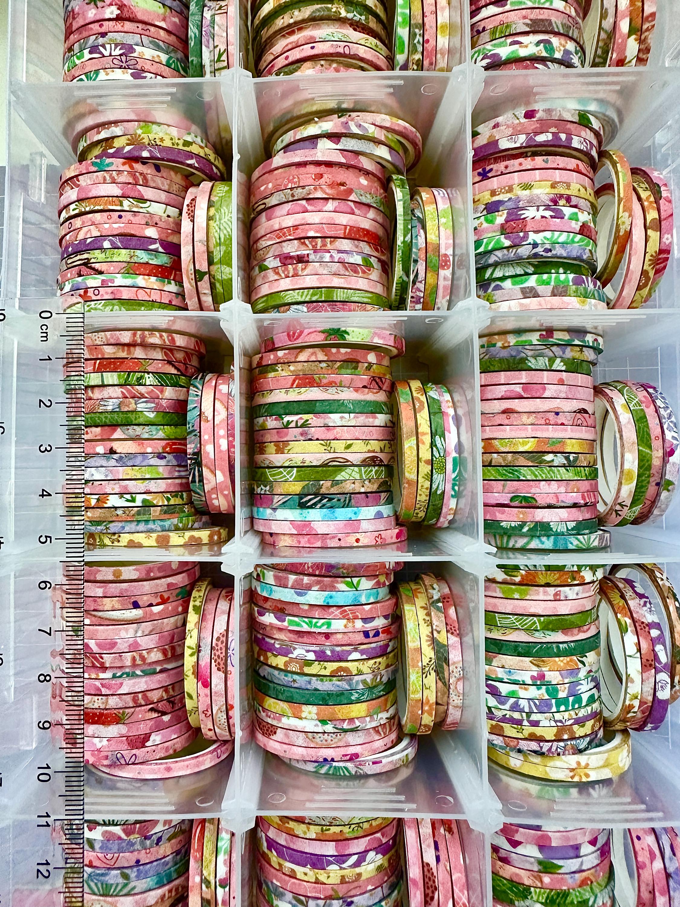 Set of 5 Mini Washi Tape - 2mm Ultra Thin Decorative Masking Tape ...